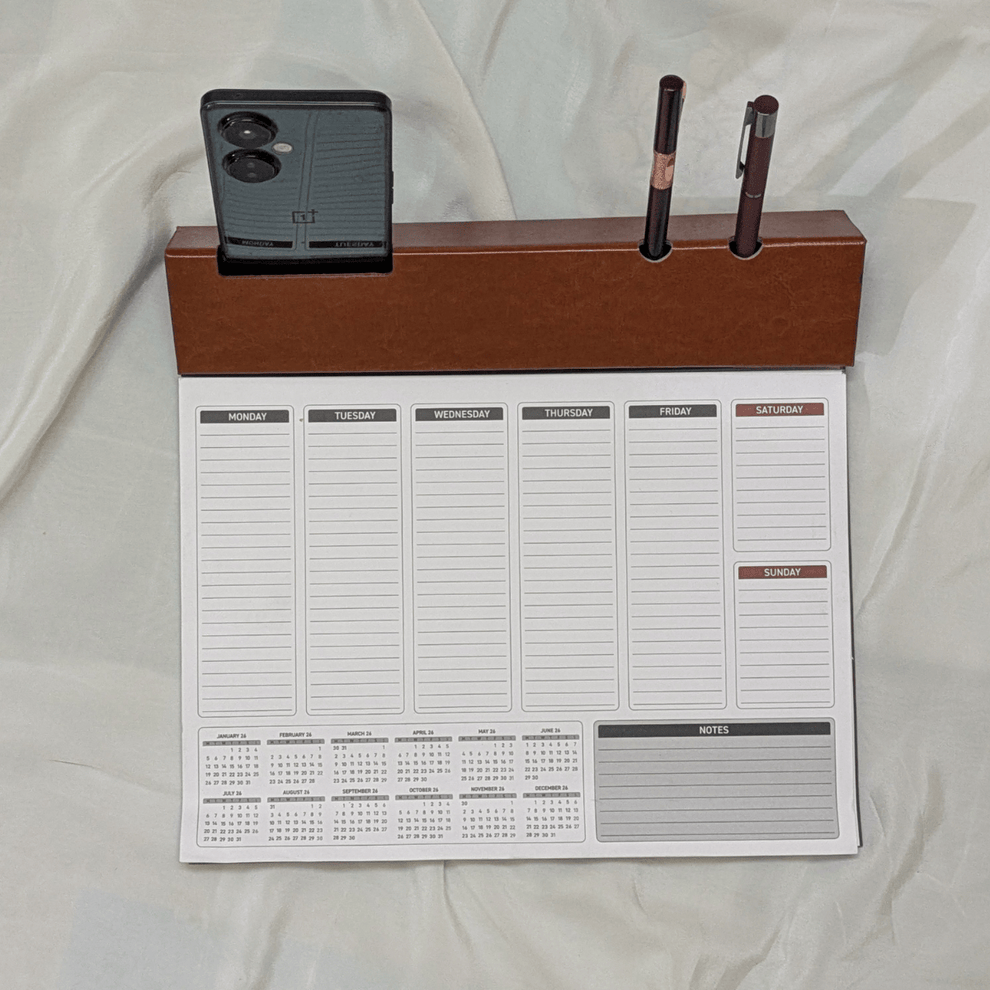 Brown Elite Weekly Desk Planner – Coral Paper Co.